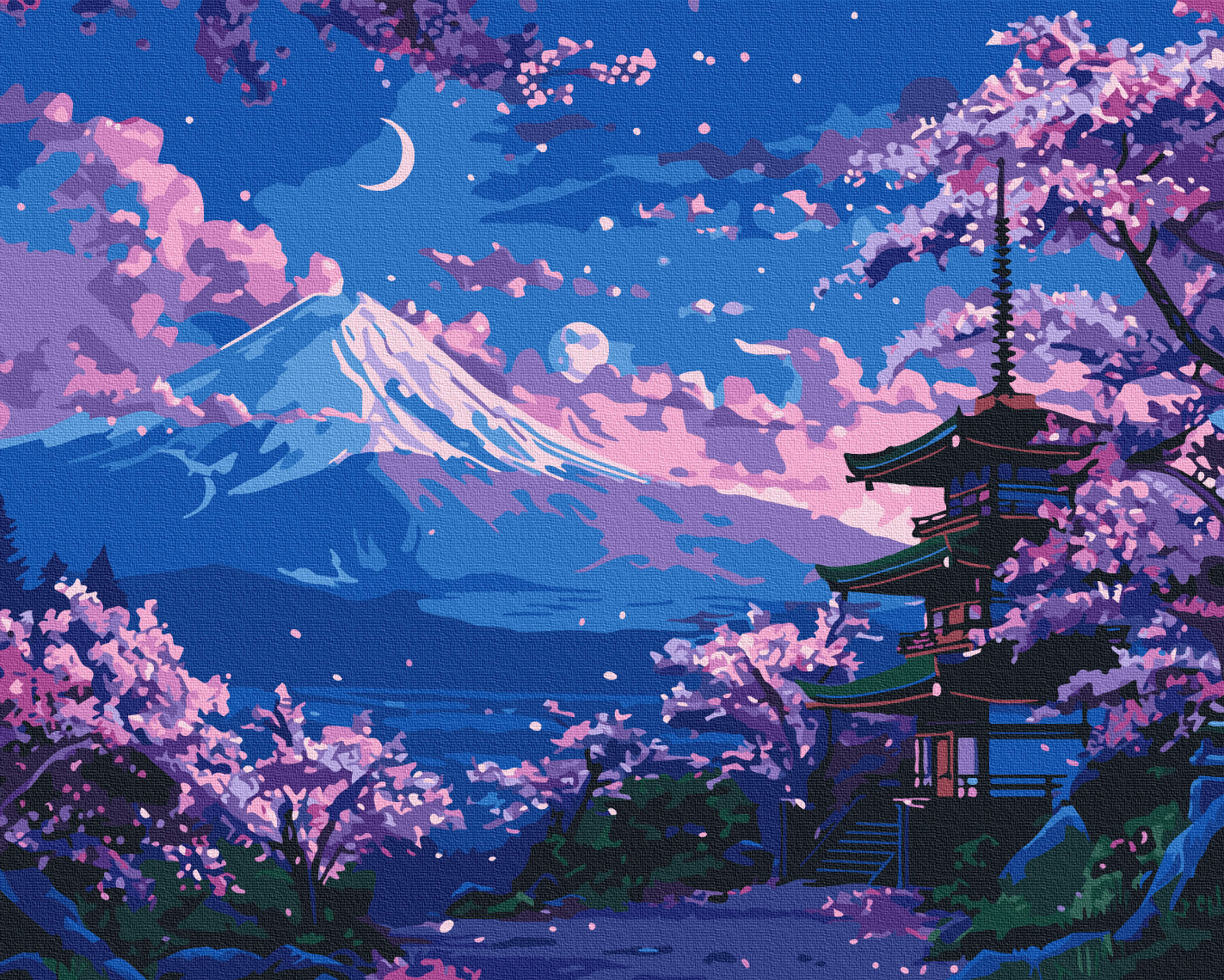 Temple Near Mount Fuji - Paint by Numbers – Brushme World